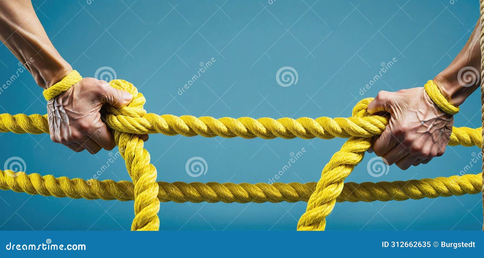Hands Holding on To a Rope or Cord and Pulling in Different Directions ...