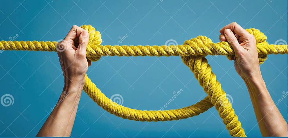 Hands Holding on To a Rope or Cord and Pulling in Different Directions ...