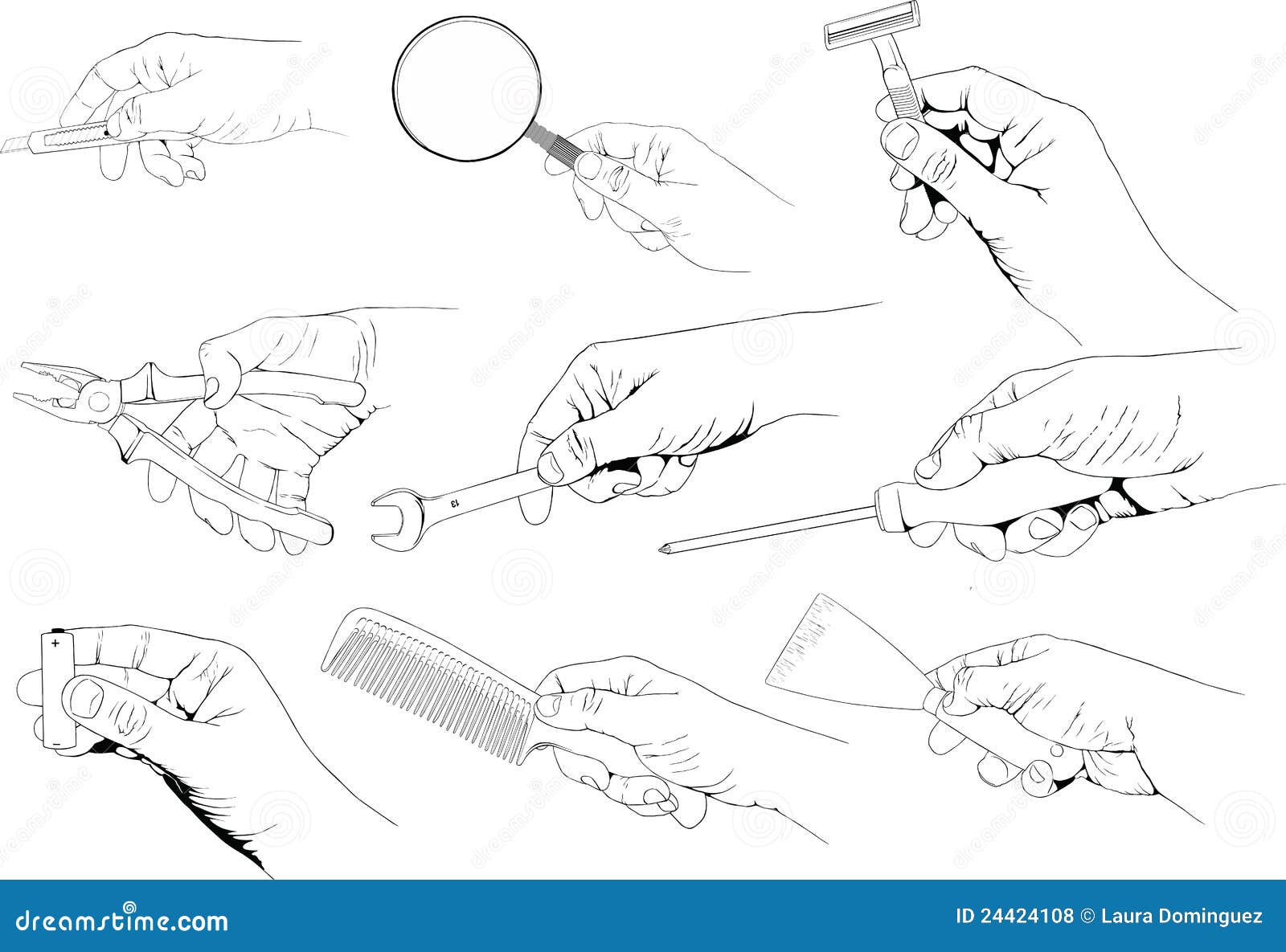Hands holding tools set stock illustration. Illustration of shave ...