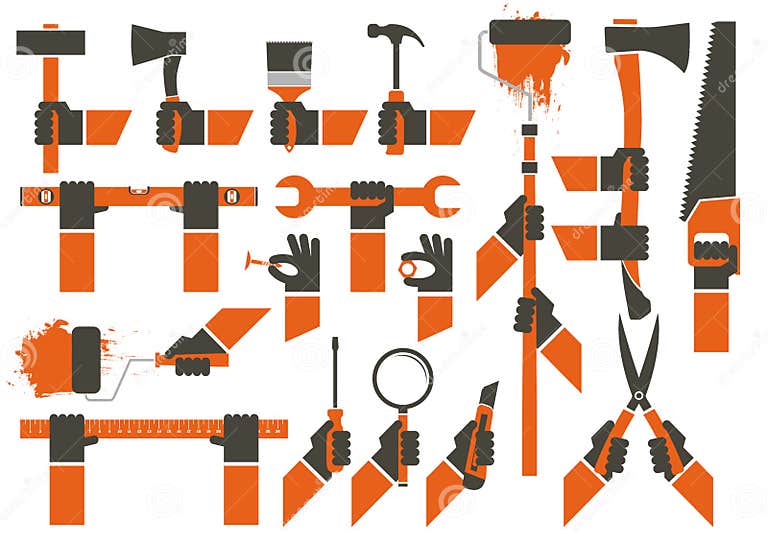 HANDS HOLDING TOOLS stock vector. Illustration of silhouette - 75845826