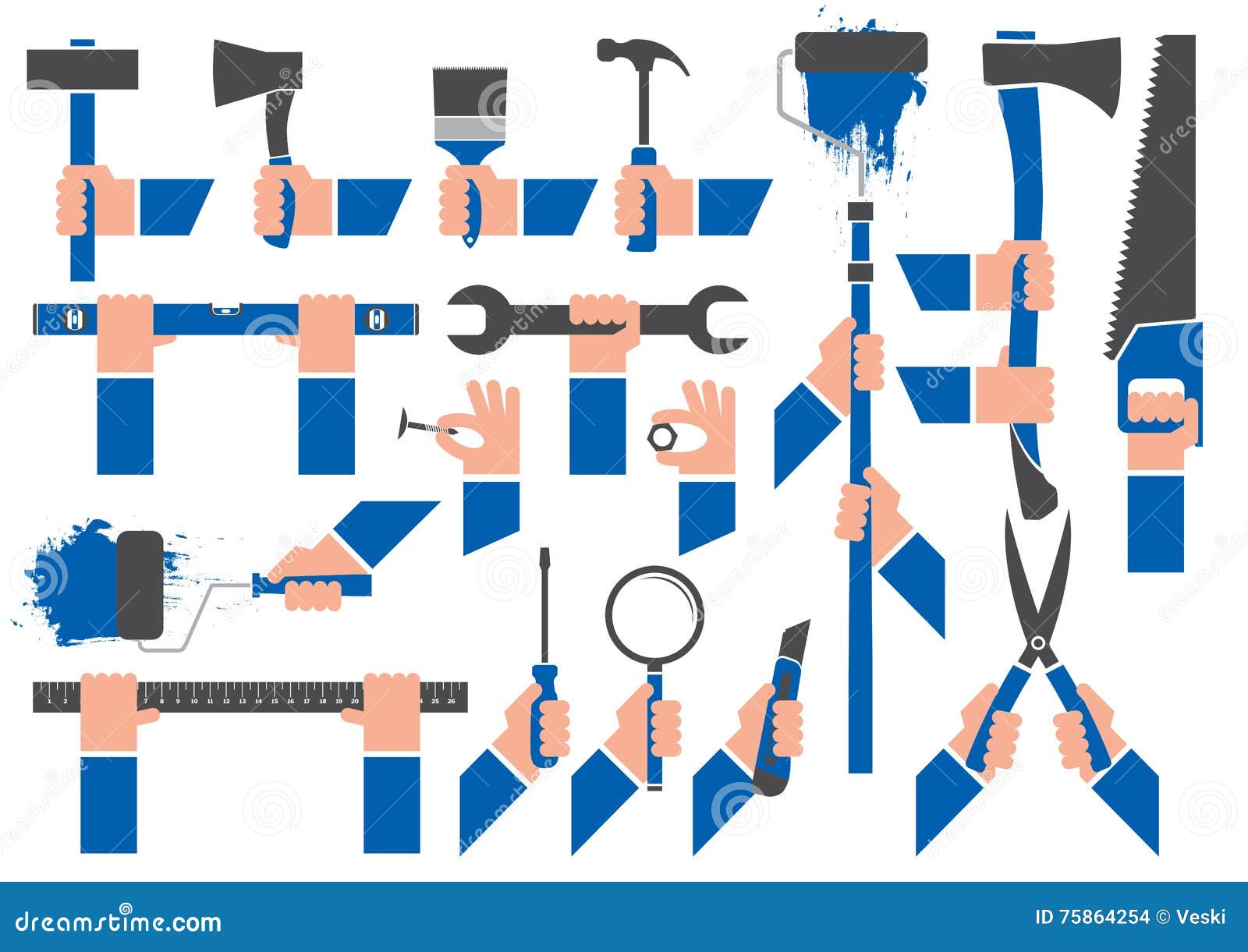 HANDS HOLDING TOOLS stock vector. Illustration of painting - 75864254