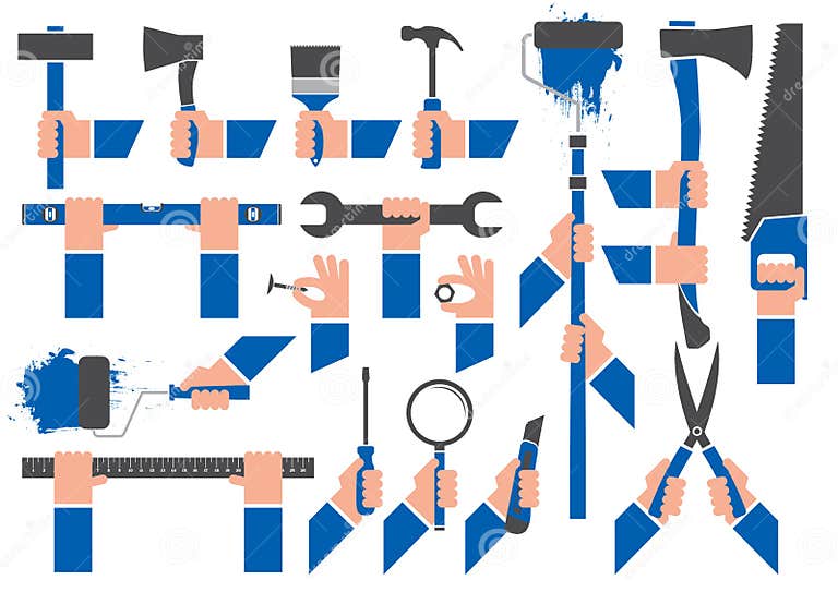 HANDS HOLDING TOOLS stock vector. Illustration of painting - 75864254