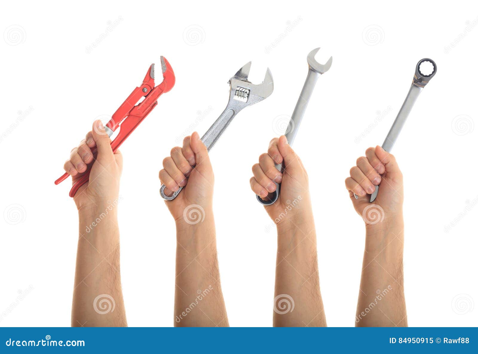 Hands Holding Tools on White Background Stock Image - Image of ...