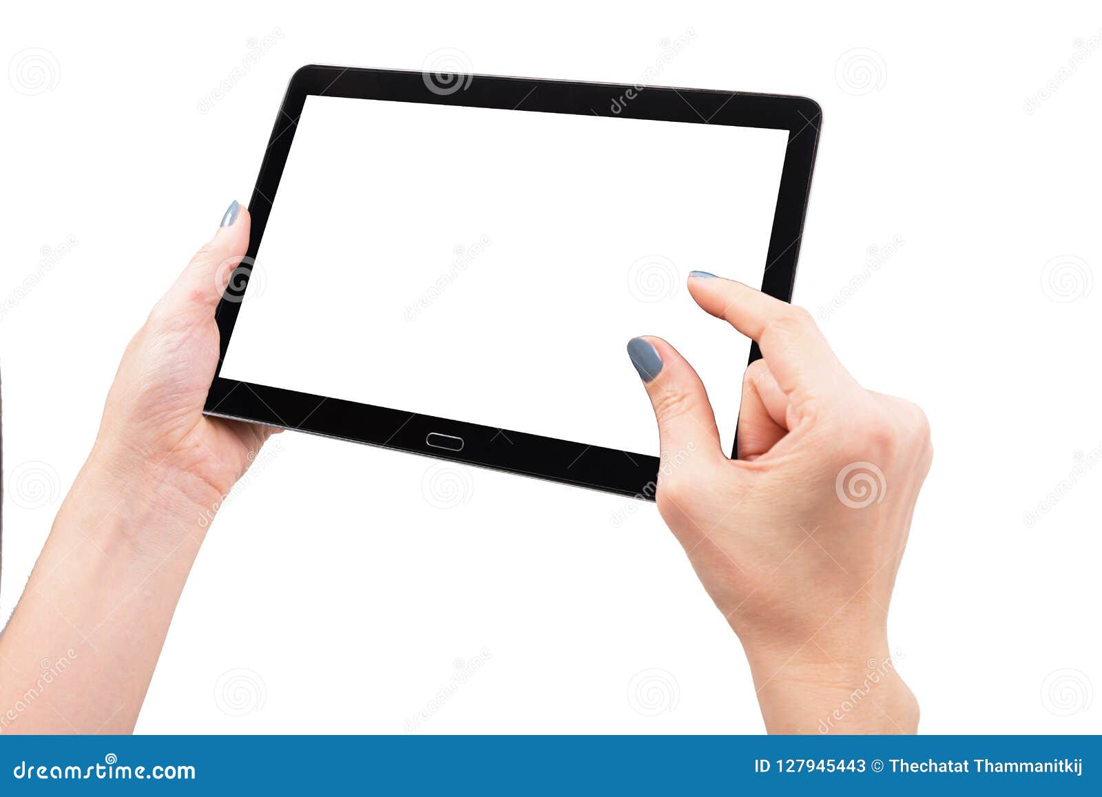 Hands Holding Touch Screen stock image. Image of clean - 127945443