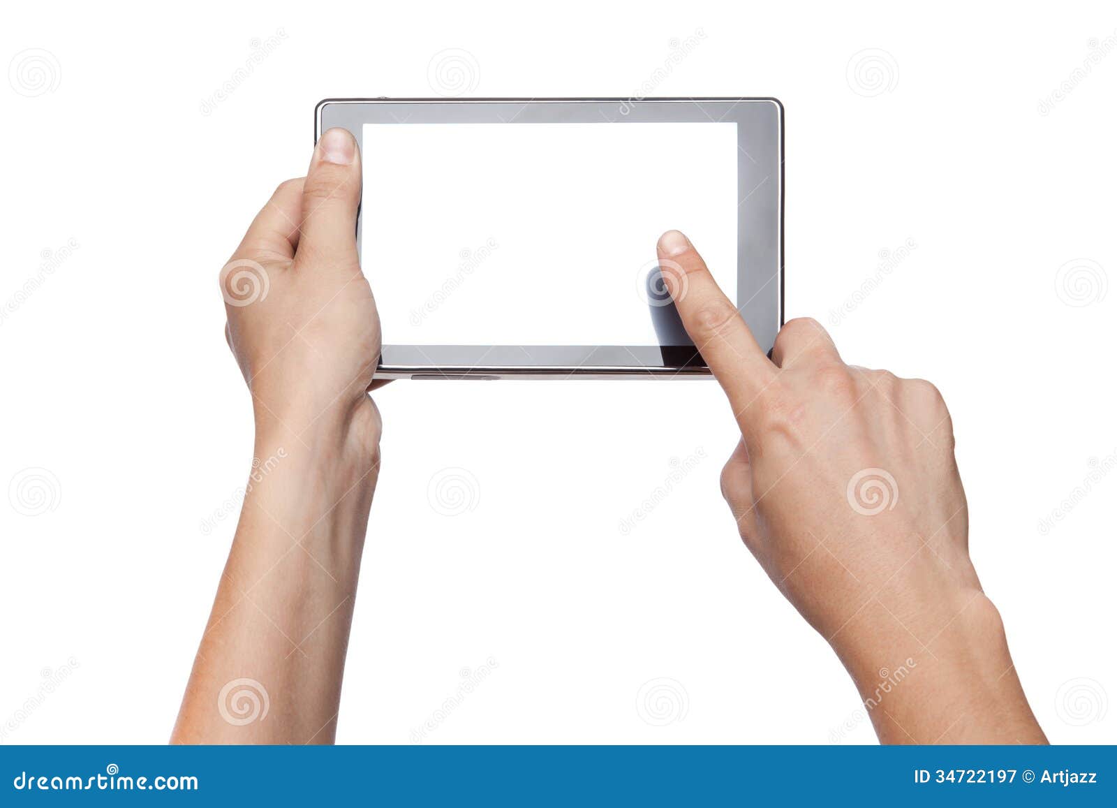 Hands Holding and Touching Tablet Stock Image - Image of digital ...