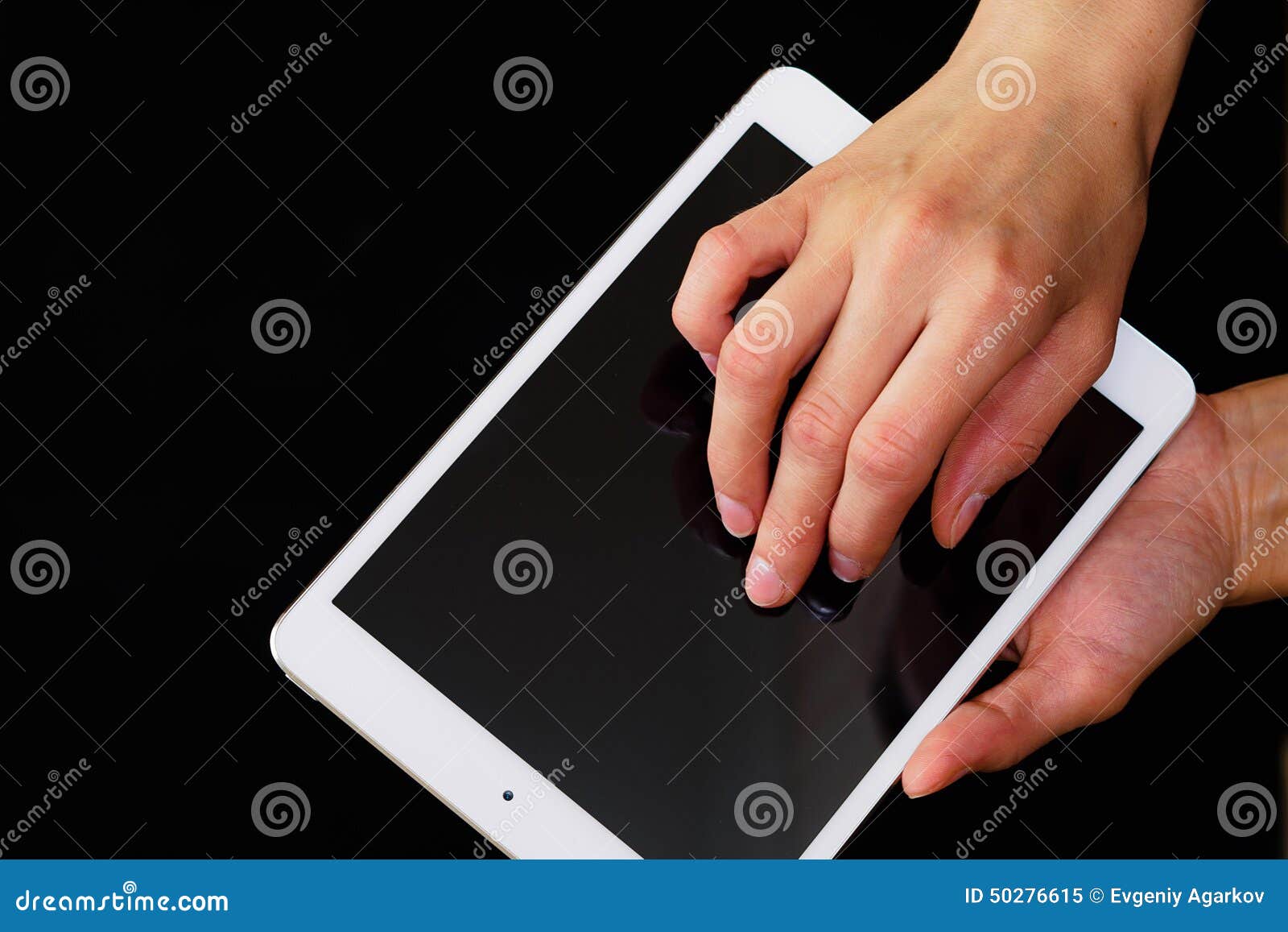 Hands Holding and Touching a Tablet Pc Stock Image - Image of ...