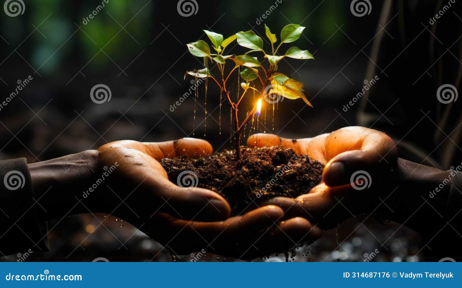 Hands Holding Tree Growing on Top of Soil Stock Illustration ...