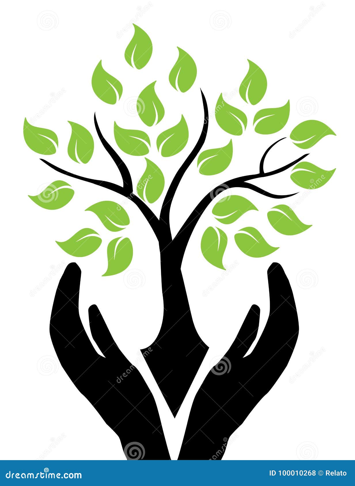 Hands Holding Tree stock vector. Illustration of hold - 100010268