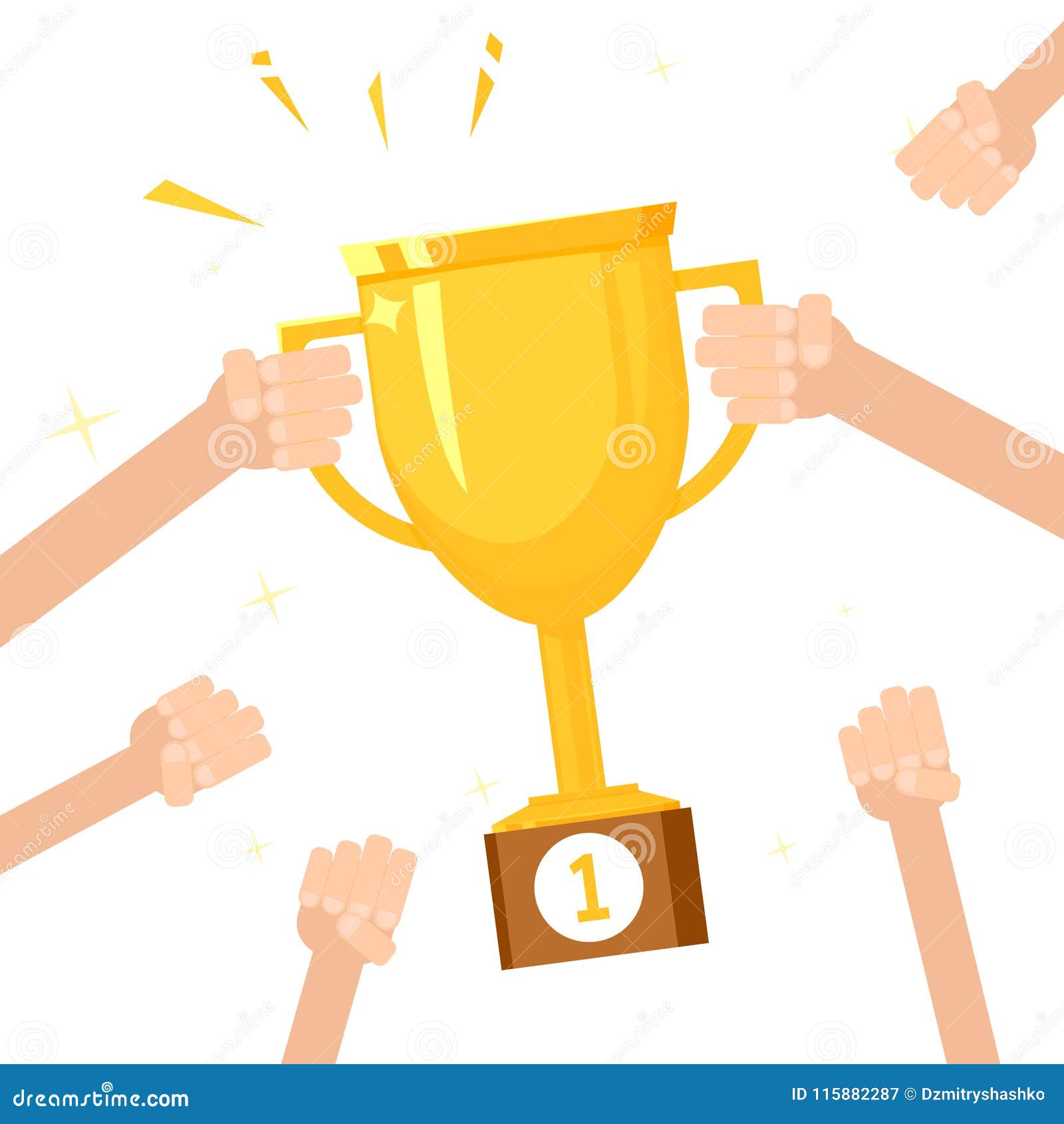 Hands holding trophy. stock vector. Illustration of celebration - 115882287