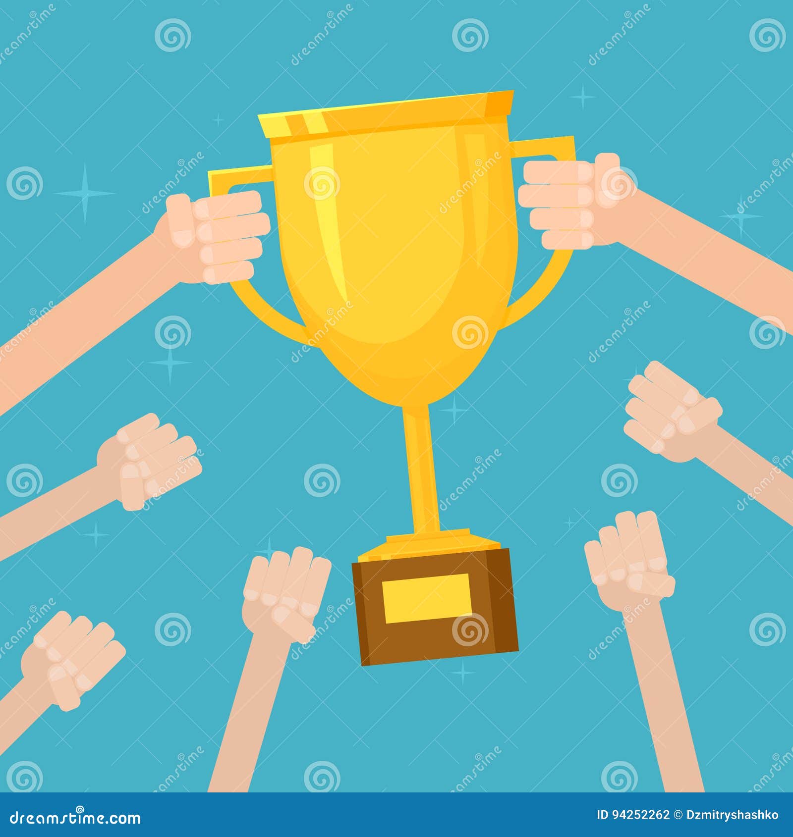 Hands holding trophy stock vector. Illustration of championship - 94252262