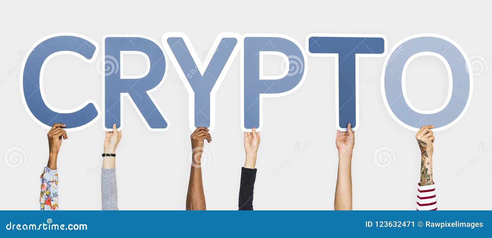 Hands Holding Up Blue Letters Forming the Word Crypto Stock Image ...