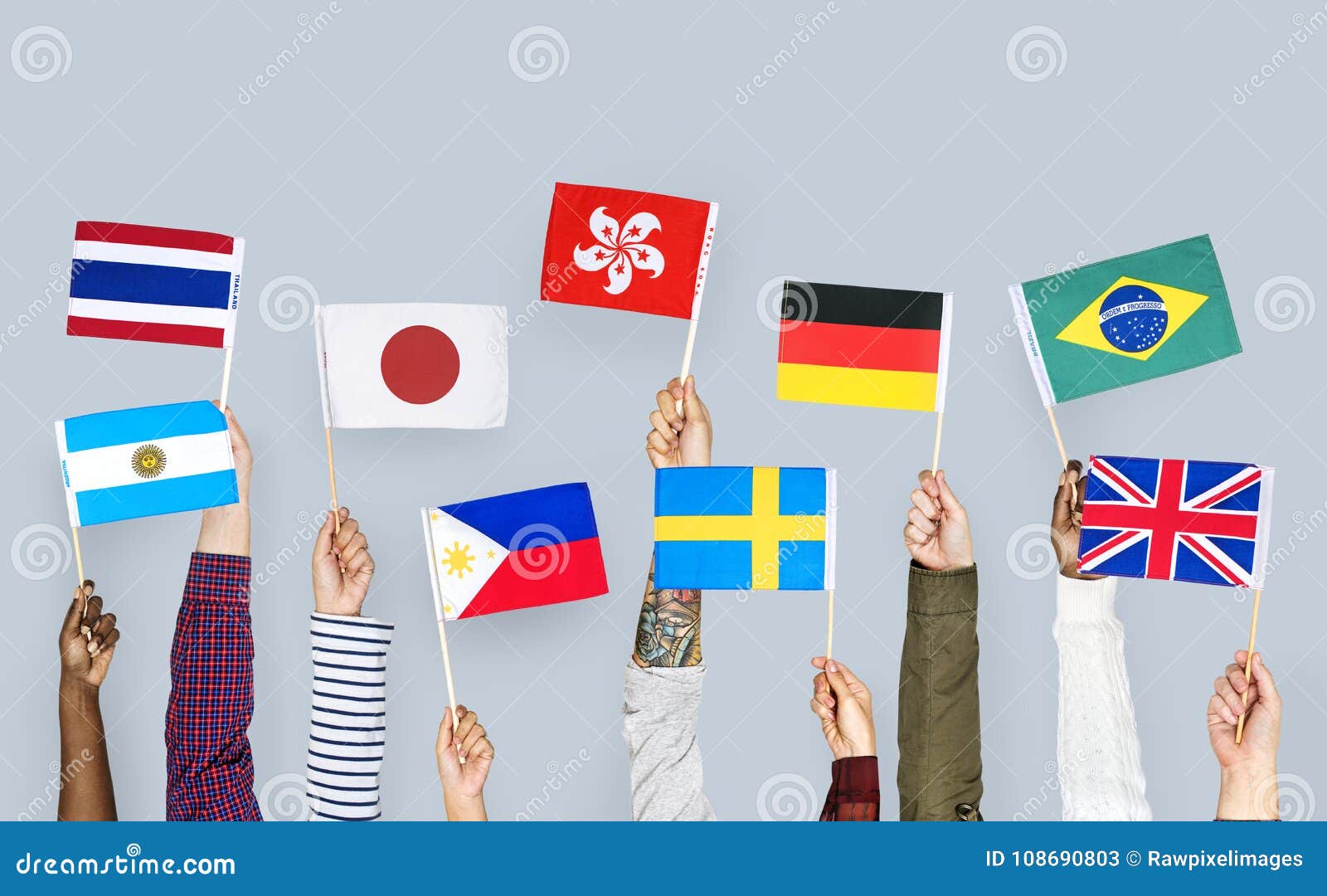 Hands Holding Various Flags Isolated Stock Image - Image of argentinian ...