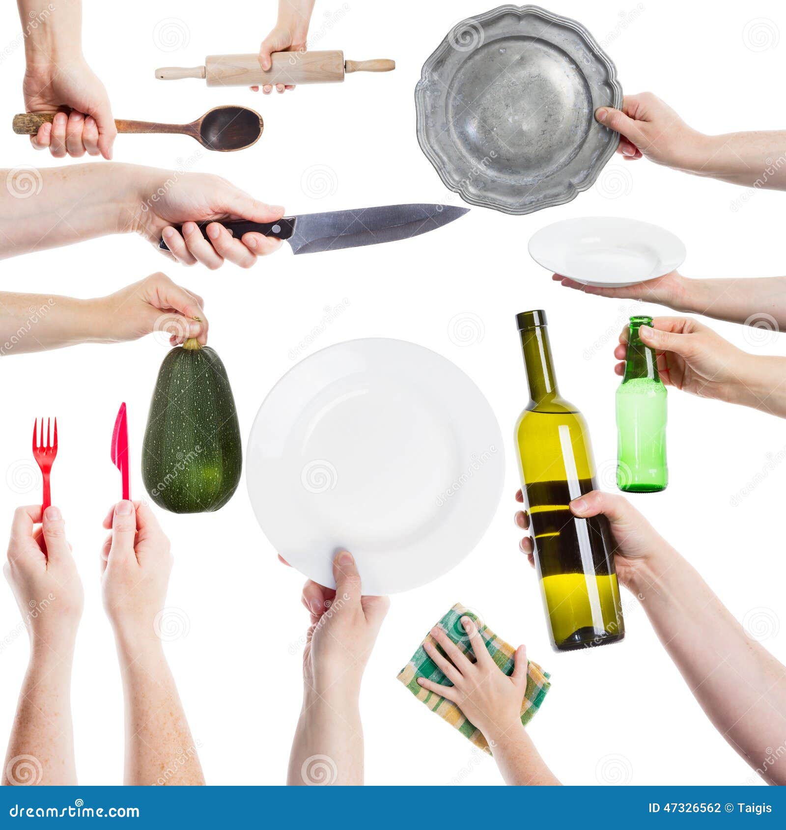 Hands Holding Various Kitchen Utensils Stock Photo - Image of culinary ...