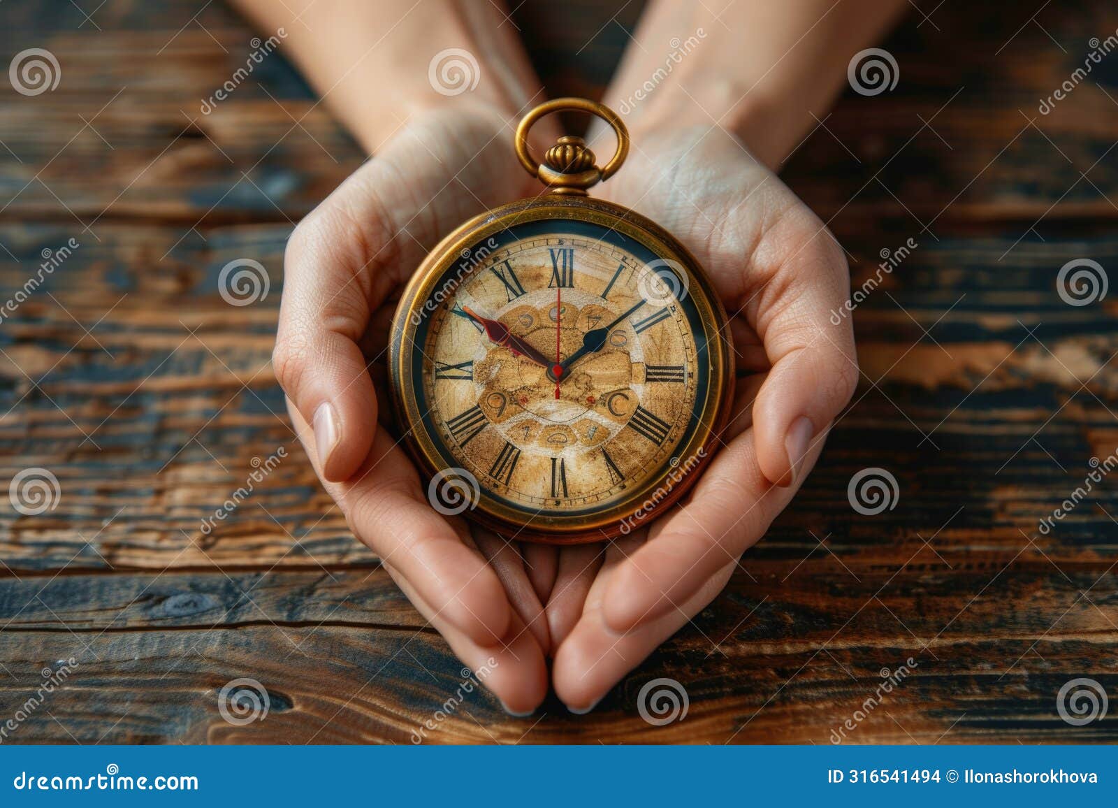 Hands Holding Clock. Ai Generated Stock Photo - Image of alarm ...