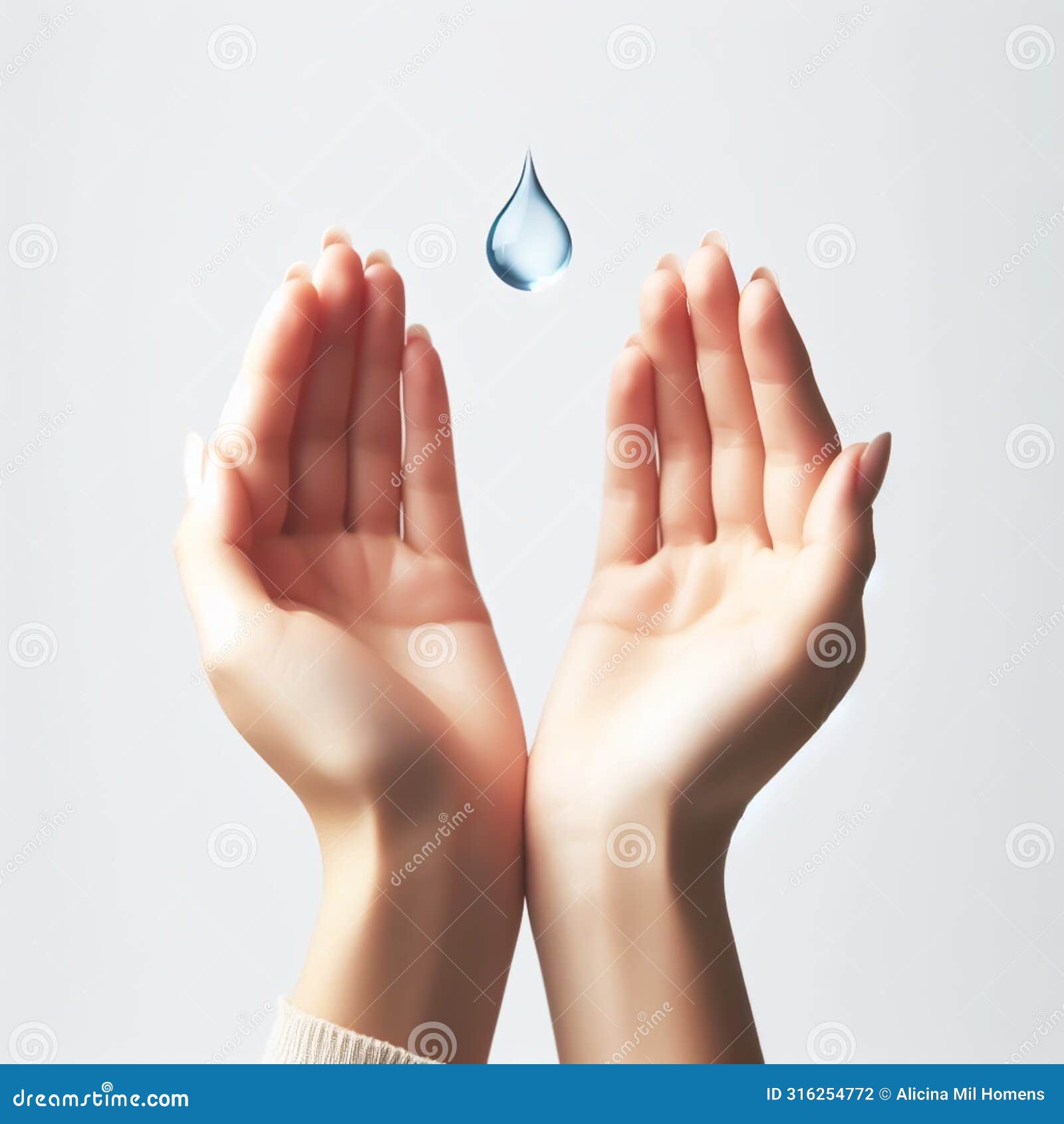 Hands Holding A Water Drop In A Sign Of Protection Of Water And Earth