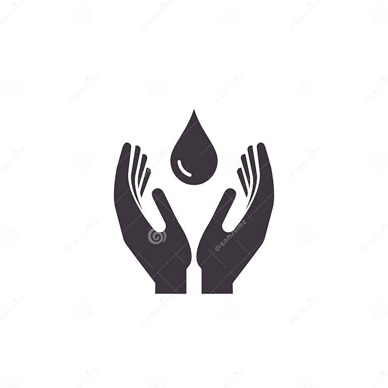 Hands Holding A Water Drop Vector Illustration Hands Protecting Water