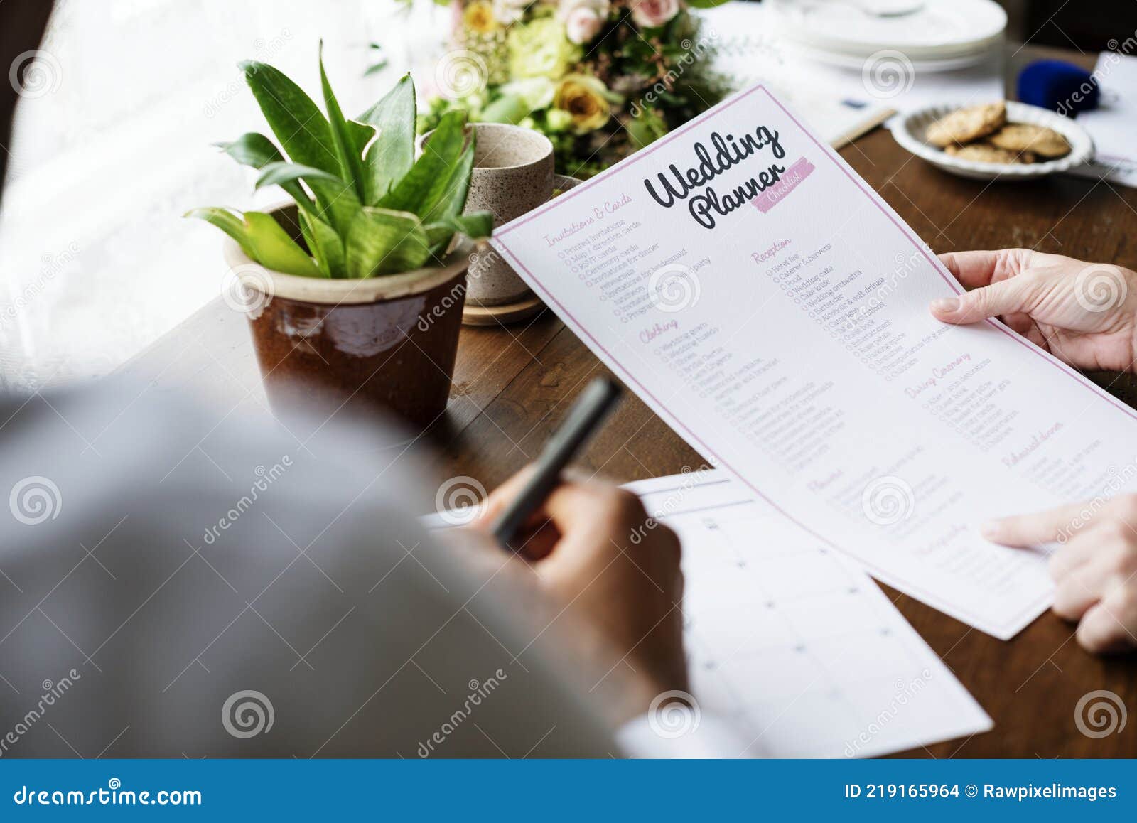 Hands Holding Wedding Planner Checklist Information Preparation Stock ...