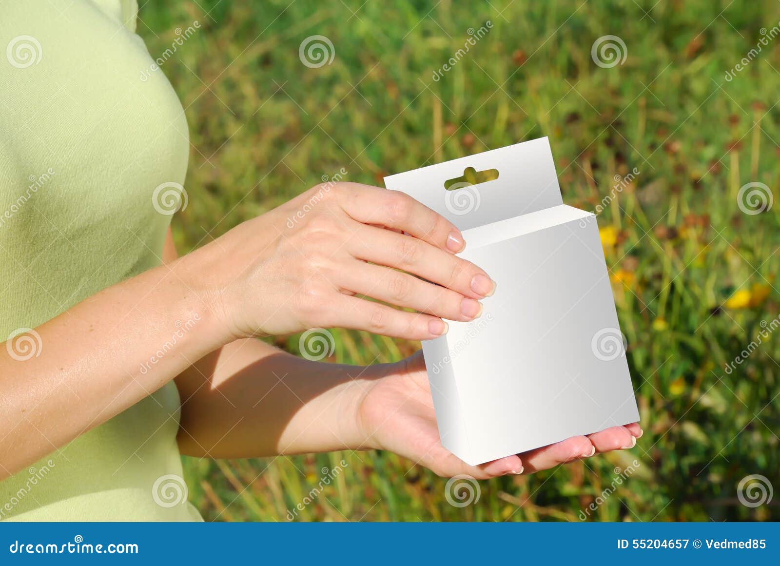 Hands holding a white box stock image. Image of marketing - 55204657