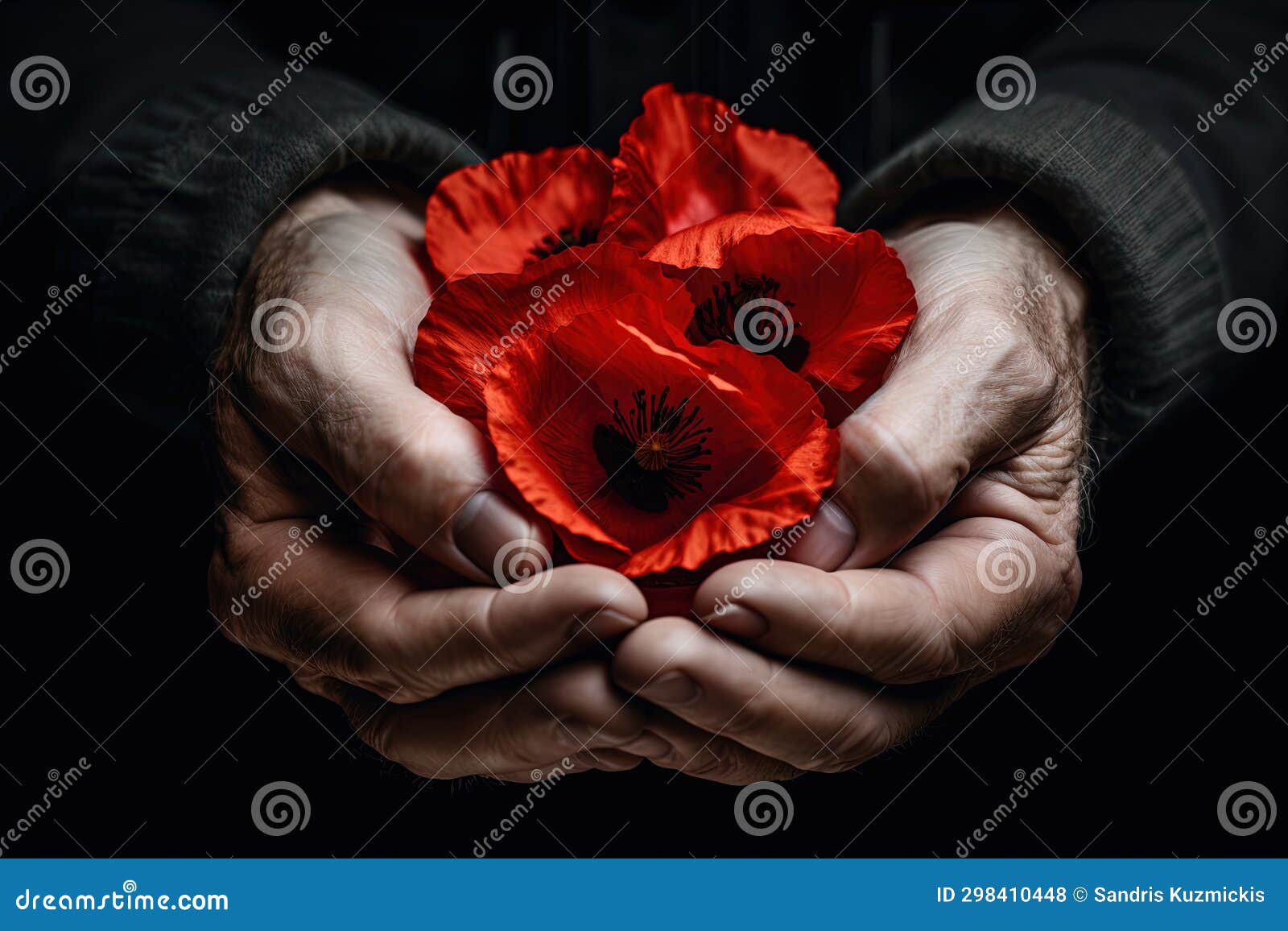 Hands Holding Wild Red Poppy Flower. Generative AI Stock Illustration ...