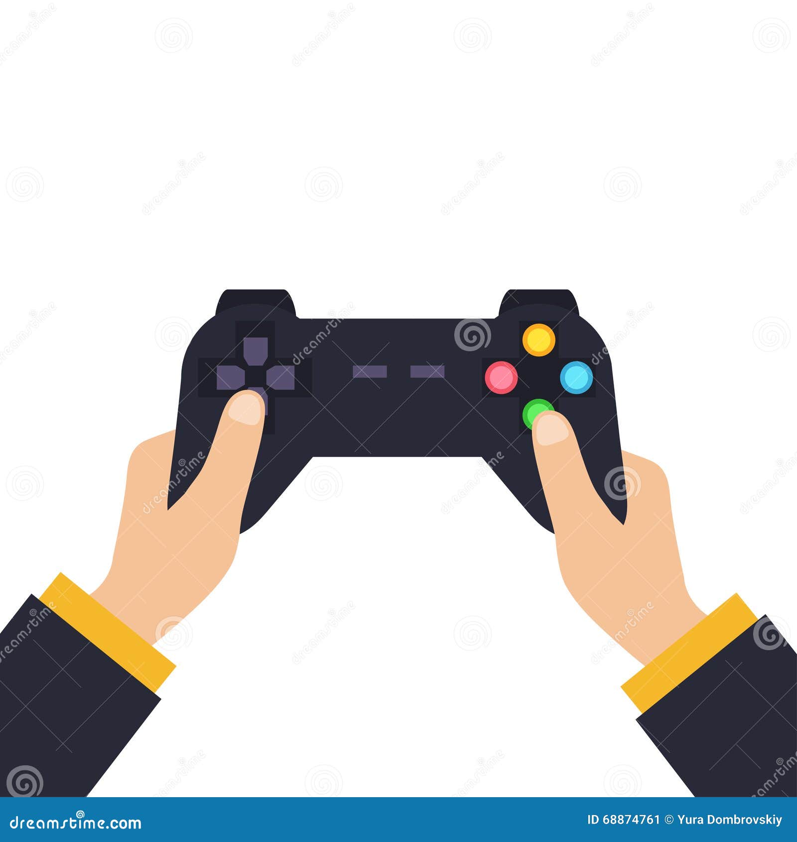 Hands Holding Wireless Gamepad. Vector Illustration in Flat Design on ...