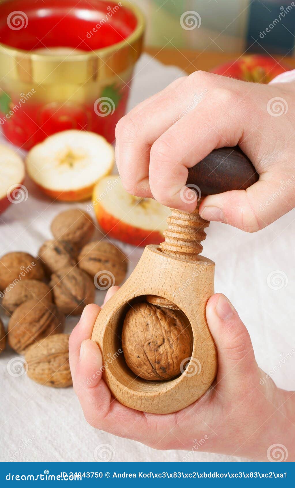 Hands Holding Wooden Nutcracker Stock Photo - Image of open, holding ...