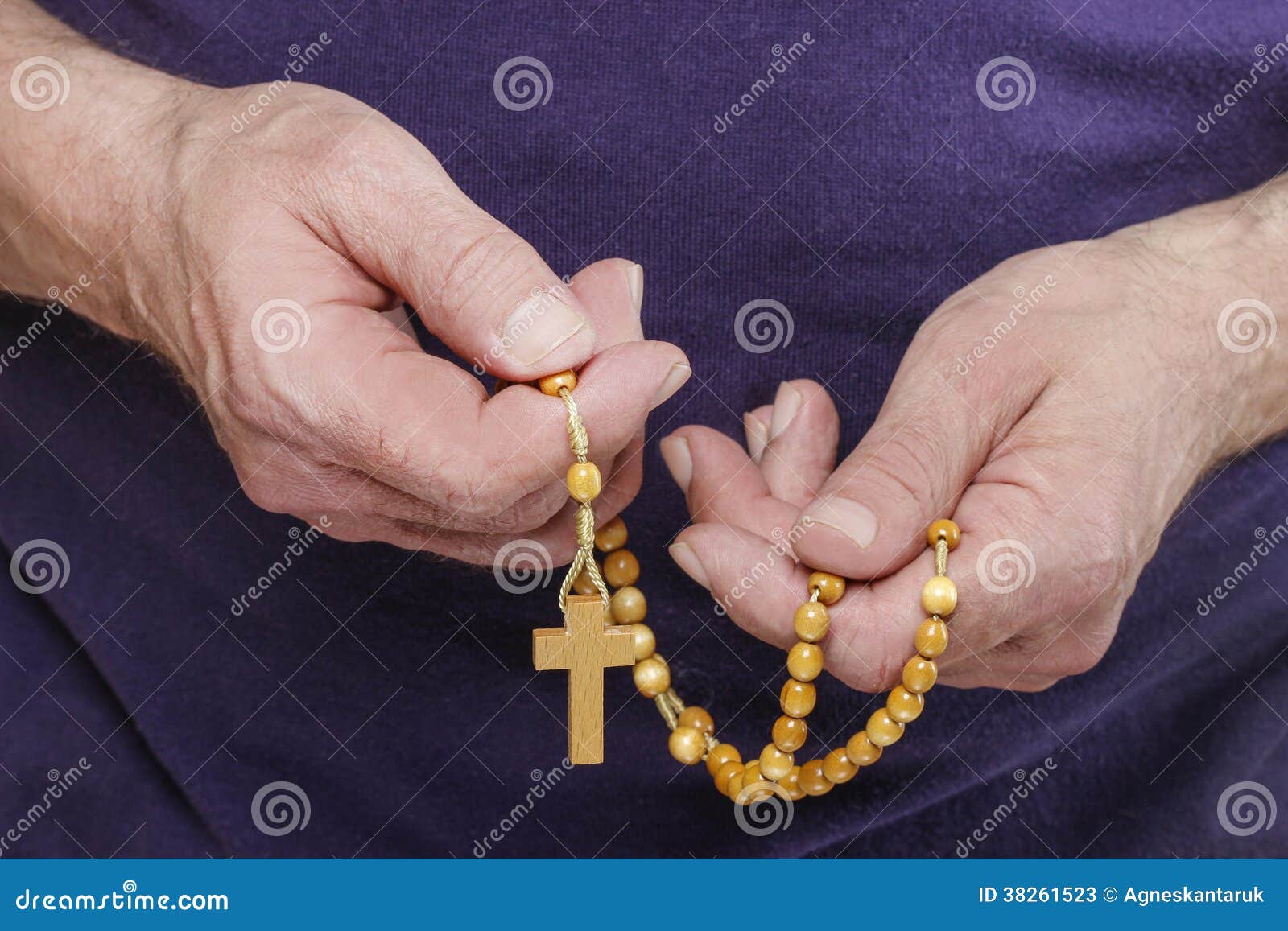 Hands Holding Wooden Rosary Stock Image - Image of fingers, culture ...
