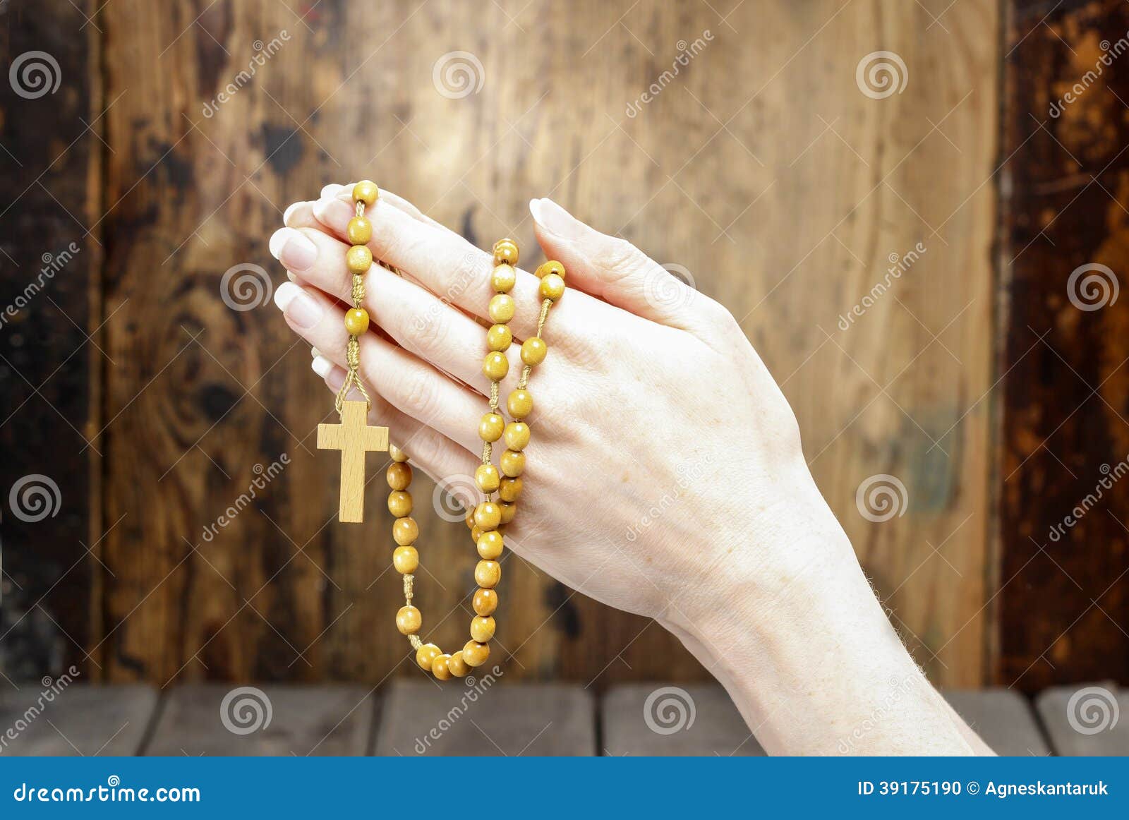 Hands Holding Wooden Rosary Stock Photo - Image of catholic, christ ...