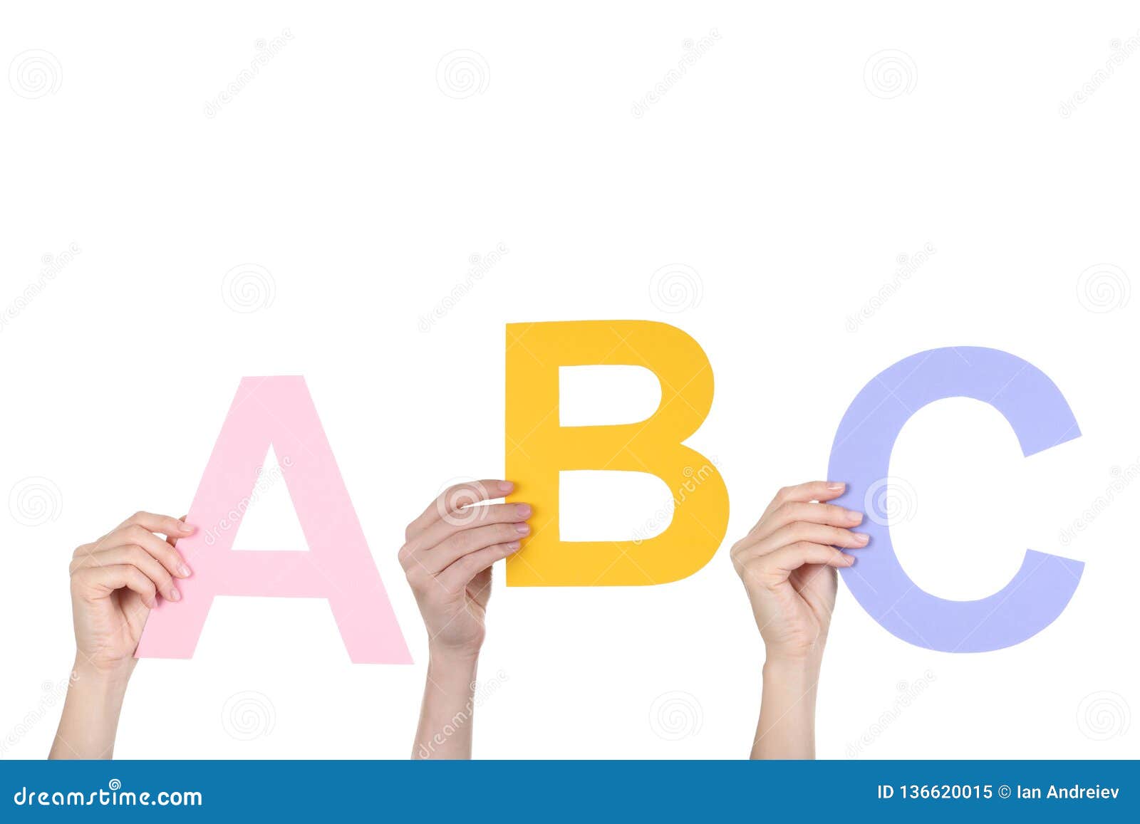 Hands holding the word ABC stock image. Image of care - 136620015