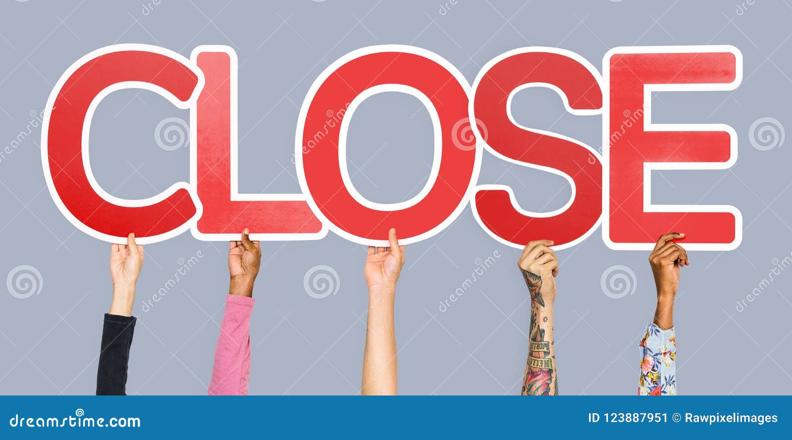 Hands Holding the Word Close Stock Image - Image of colorful, gray ...