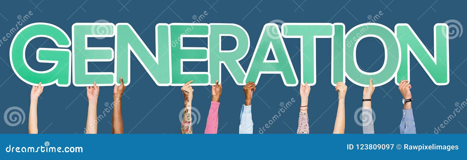 Hands Holding the Word Generation Stock Image - Image of colorful ...