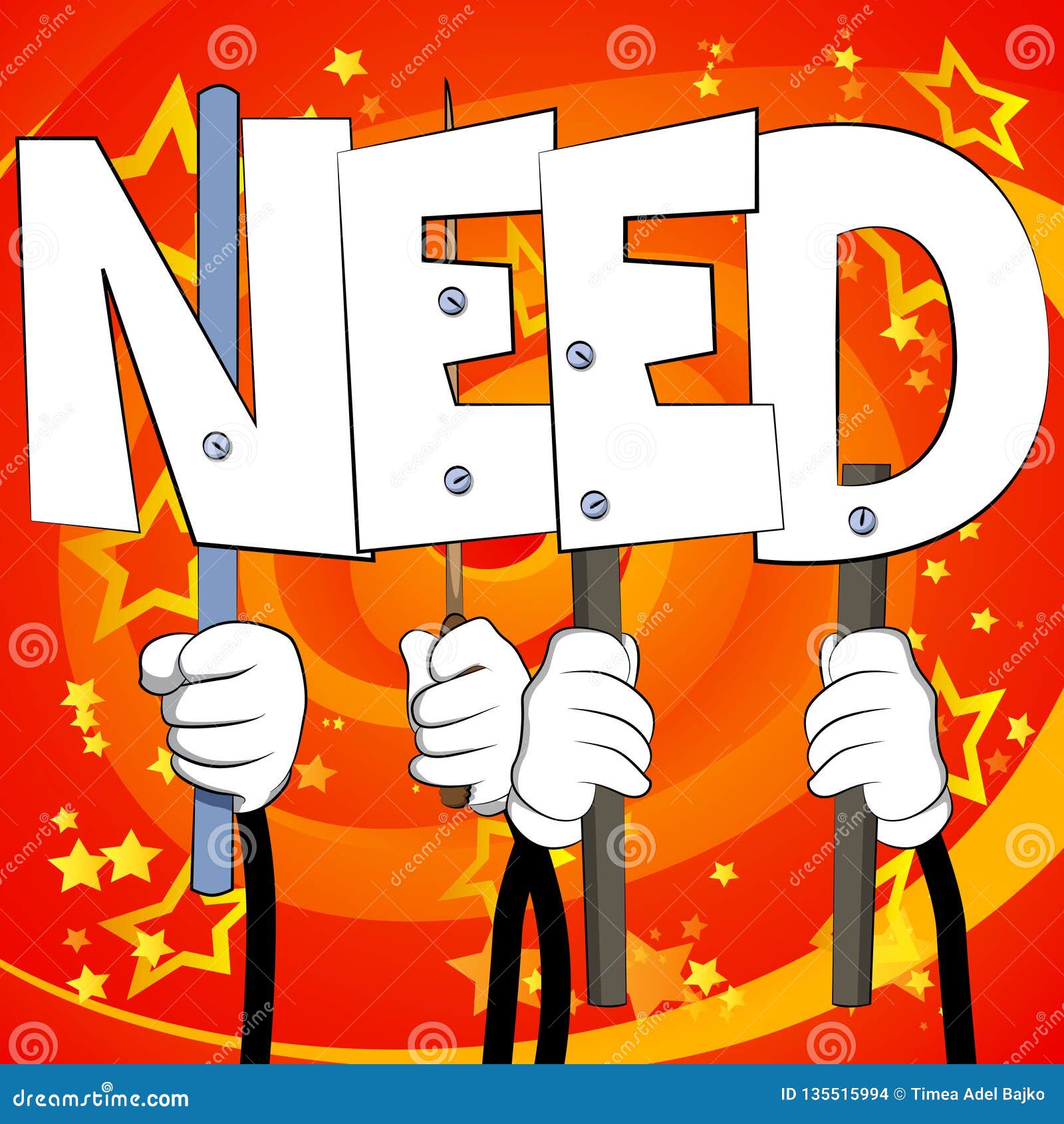 Hands Holding the Word Need. Stock Vector - Illustration of character ...