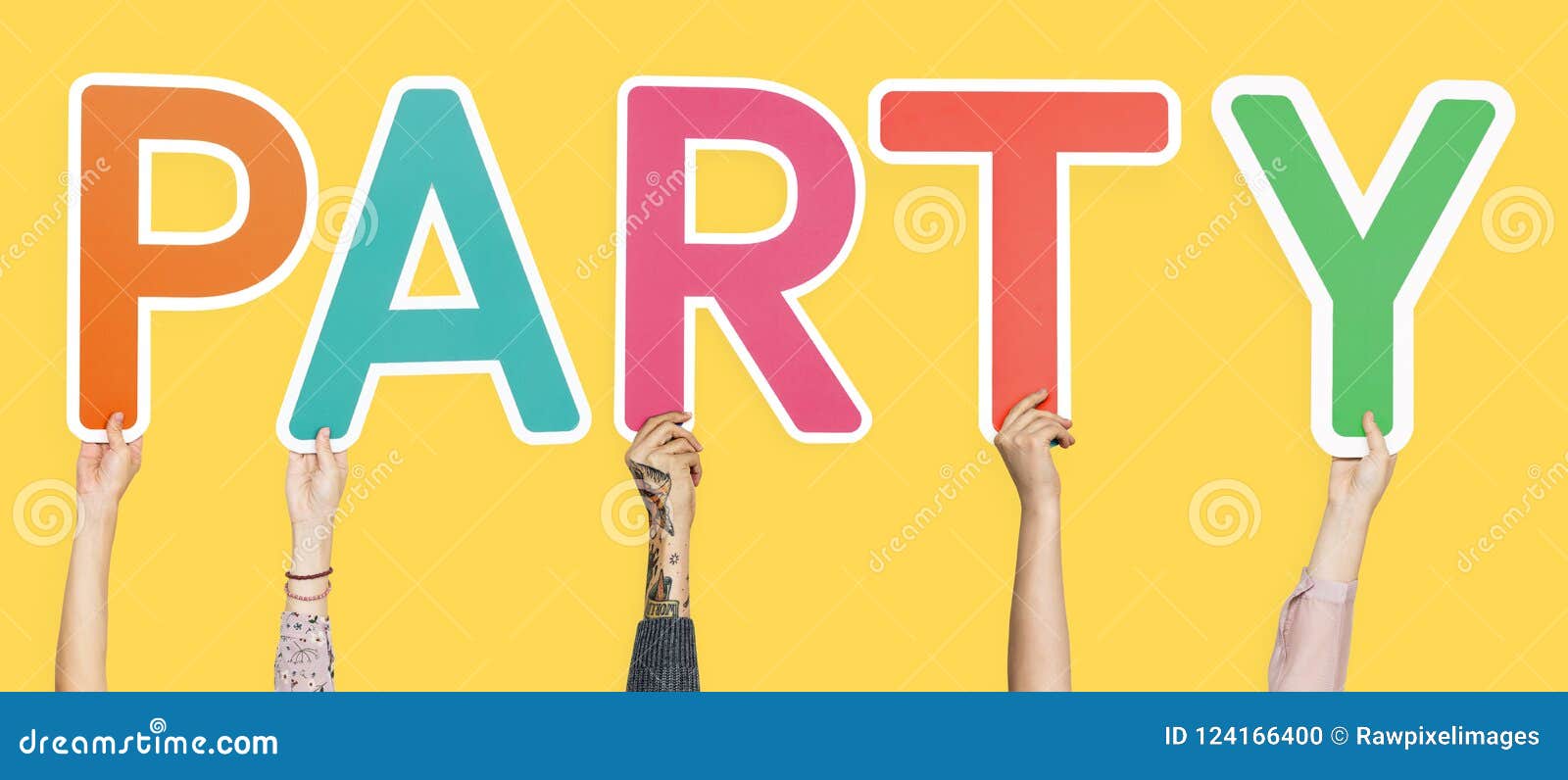 The Word `party` Made Of Golden Balloons And Golden Confetti Isolated ...