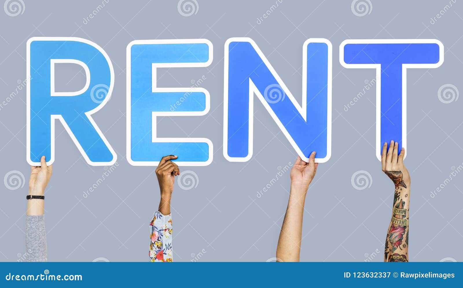 Hands Holding the Word Rent Stock Image - Image of owner, financial ...