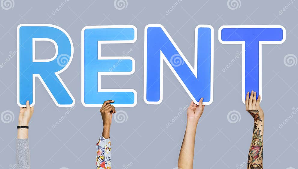 Hands Holding the Word Rent Stock Image - Image of owner, financial ...