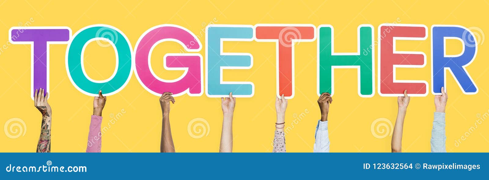 Hands Holding the Word Together Stock Photo - Image of friendship ...