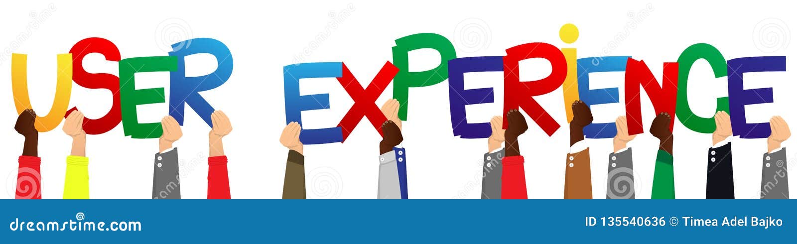 Hands Holding the Words User Experience. Stock Vector - Illustration of ...