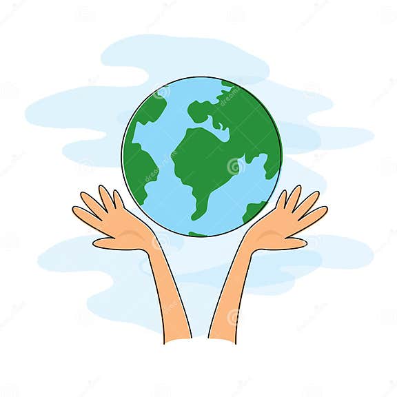 Hands holding the world stock vector. Illustration of standing - 15367873