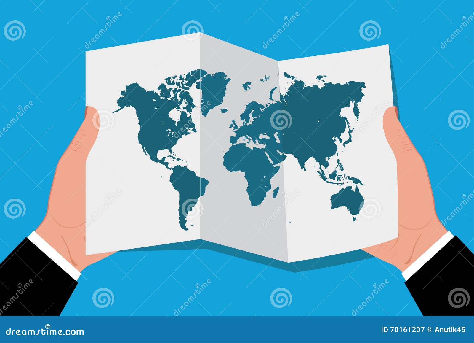 Hands Holding World Map in Flat Style, Vector Illustration Stock Vector ...