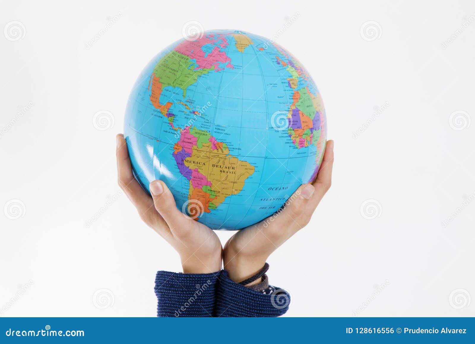 Hands Holding the World Map Stock Photo - Image of isolated, palm ...