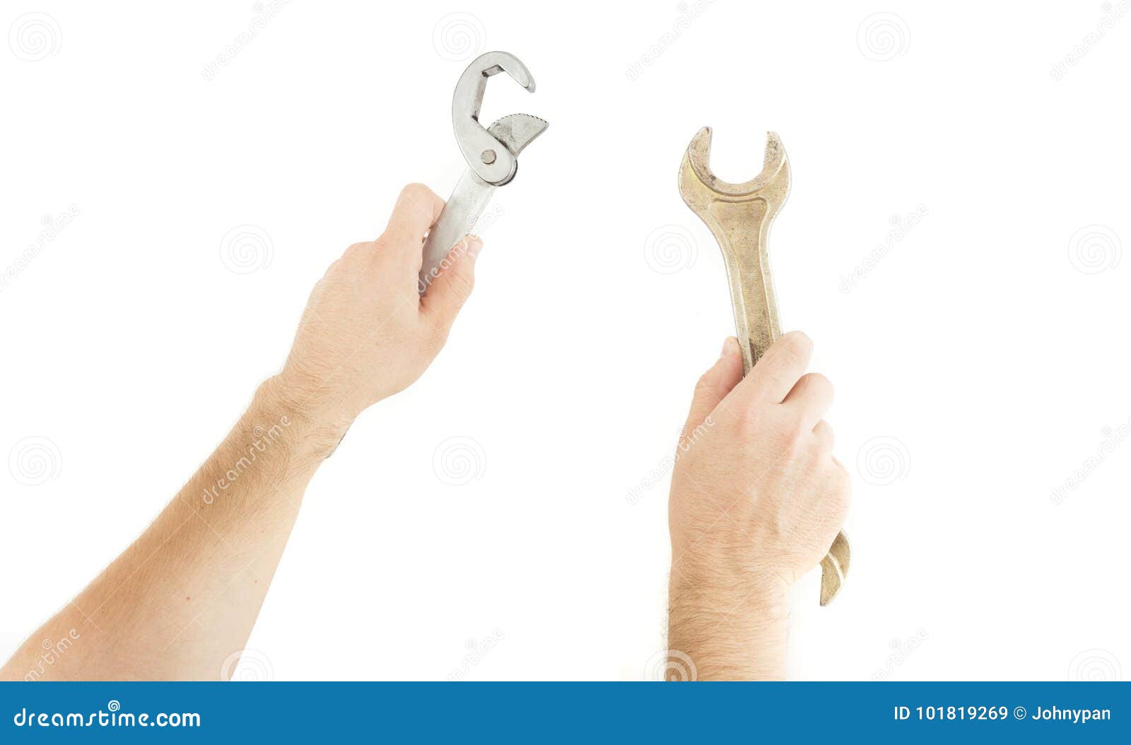 Hands holding wrench tool stock image. Image of instrument - 101819269