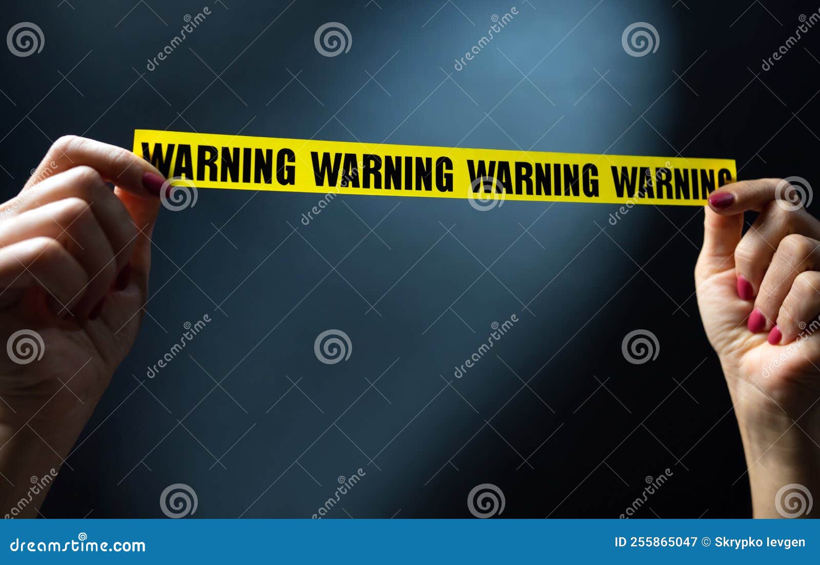 Hands Holding Wrning Tape Stripe Stock Image - Image of concept ...