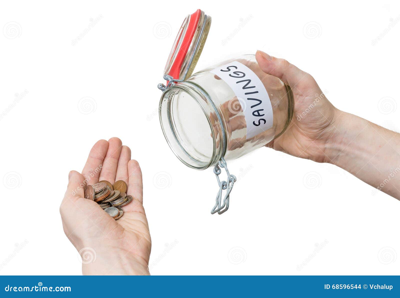 Hands holds jar with coins stock photo. Image of money - 68596544