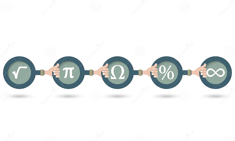 The Hands Holds the Marks with Theme of Math. Vector Illustration ...