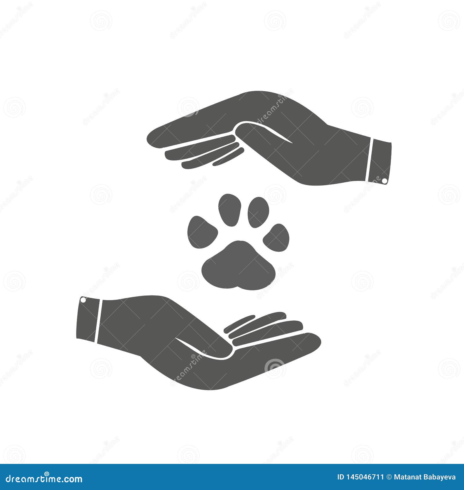 Hands Holds Paw Icon, Dogs Paw Icon Vector Illustration Stock ...