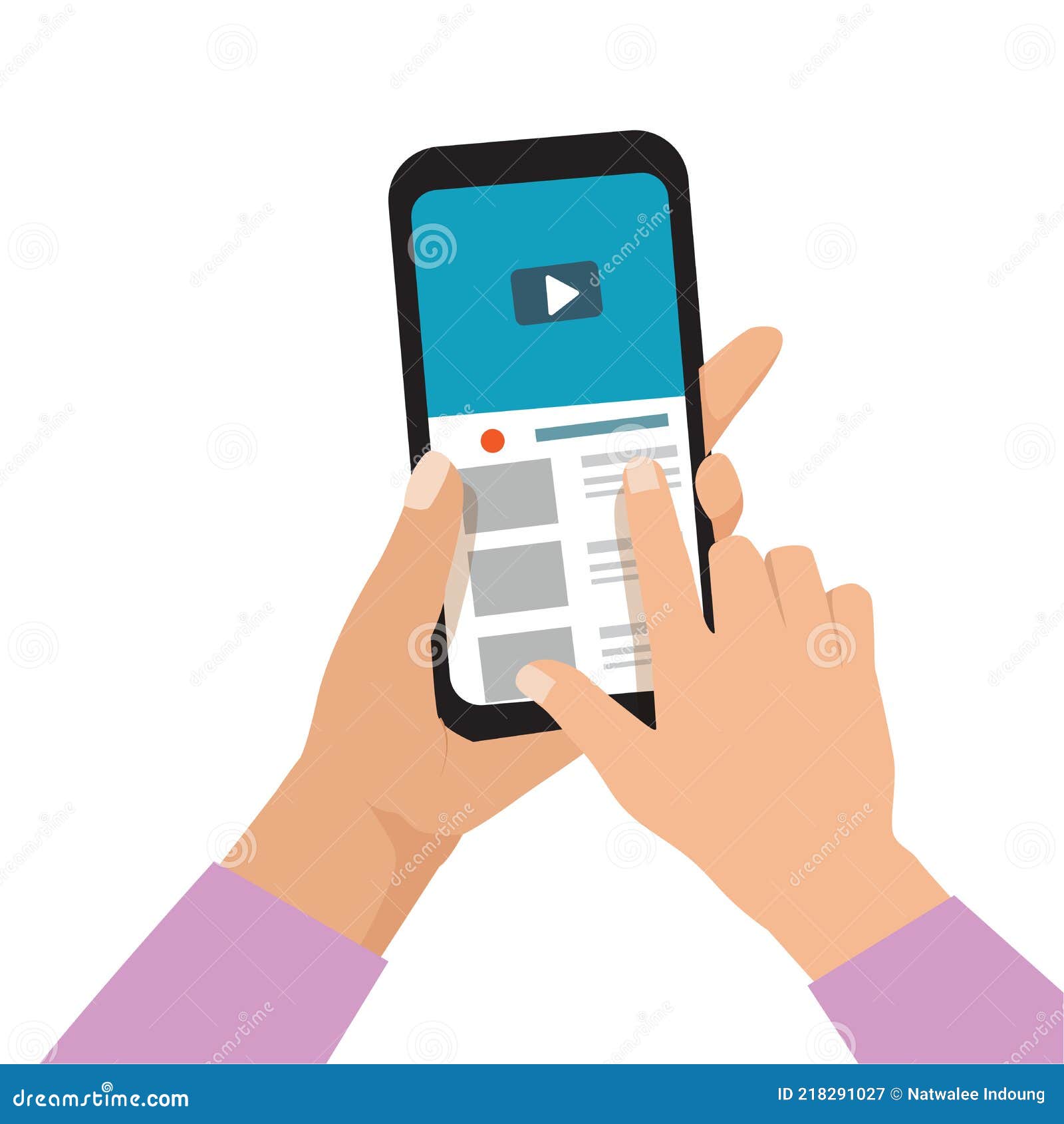 Hands Holing Smartphone with Video Player on the Screen Stock Vector ...