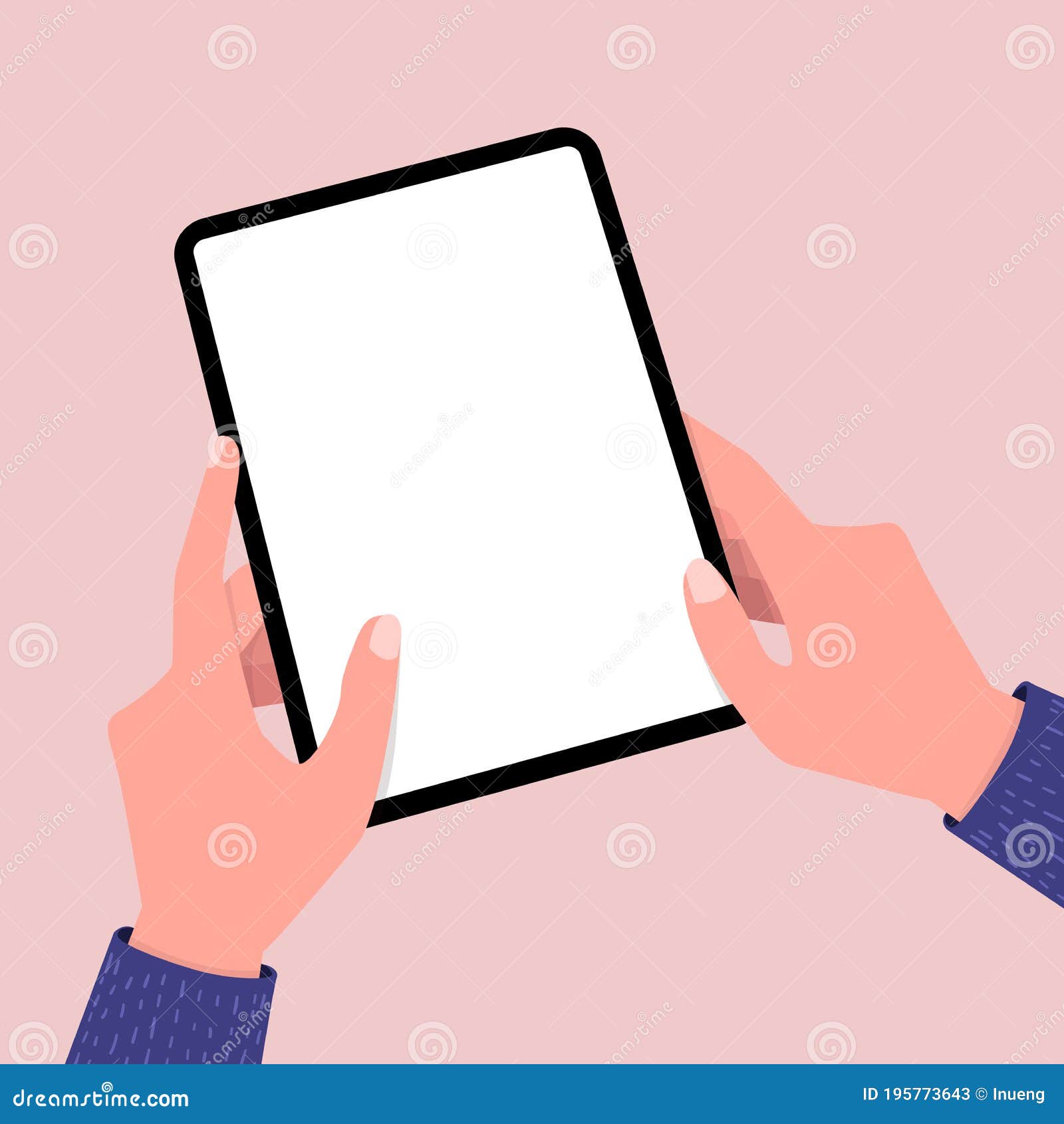 Hands Holing Tablet Computer with Blank Screen. Editable Tablet ...