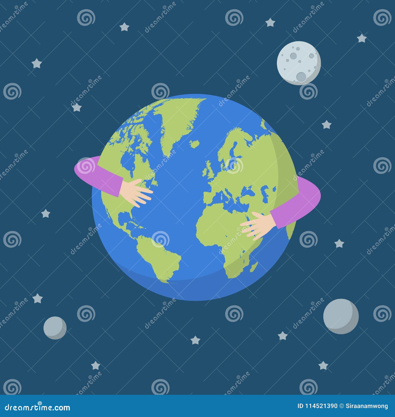 Hands hug earth globe stock vector. Illustration of child - 114521390