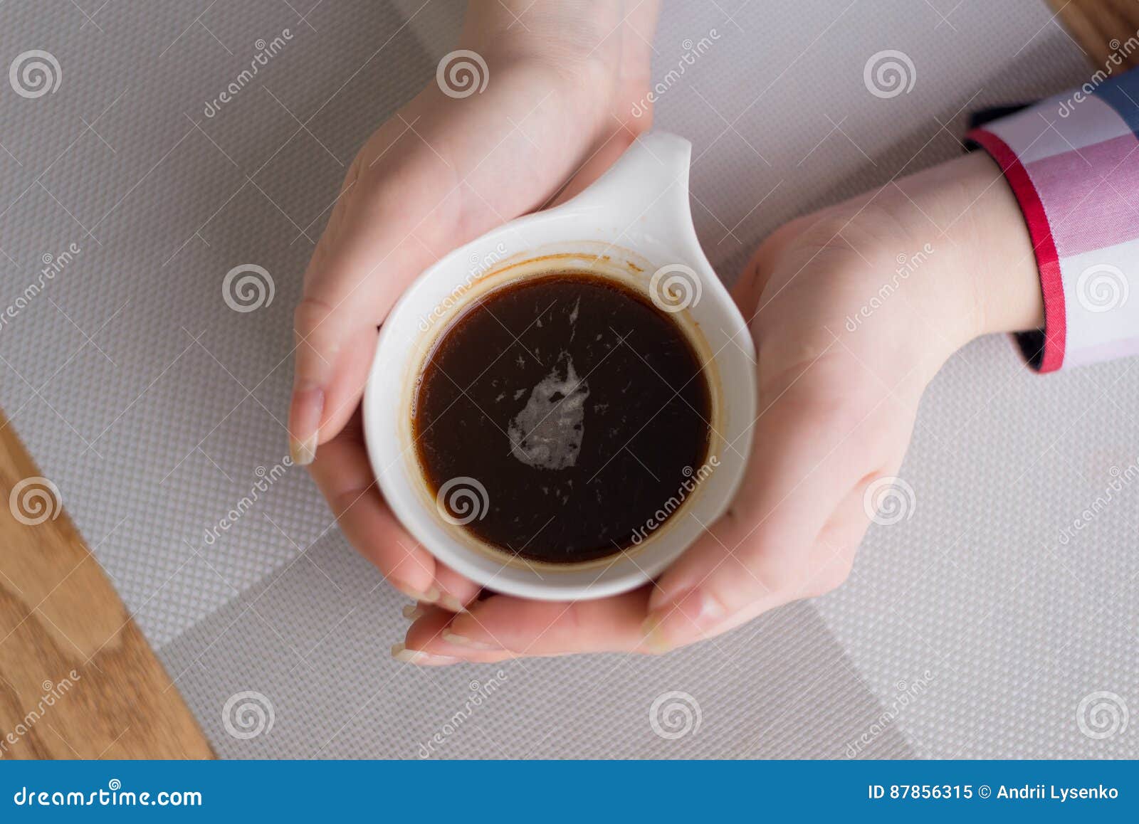 Hands Hugging a Cup of Coffee on the Table Stock Image - Image of close ...