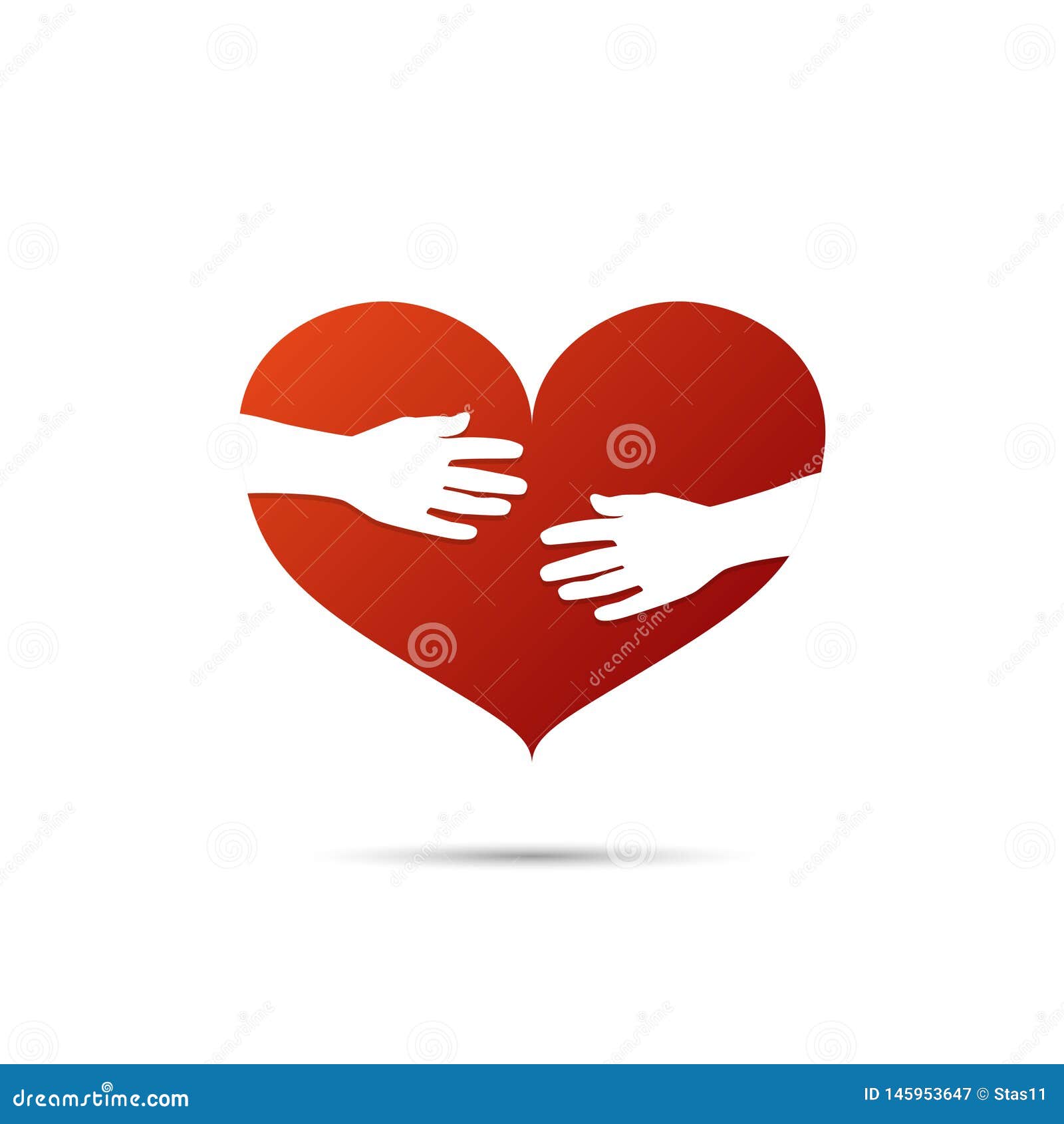 Hands Hugging a Red Heart Icon with Shadow Stock Vector - Illustration ...