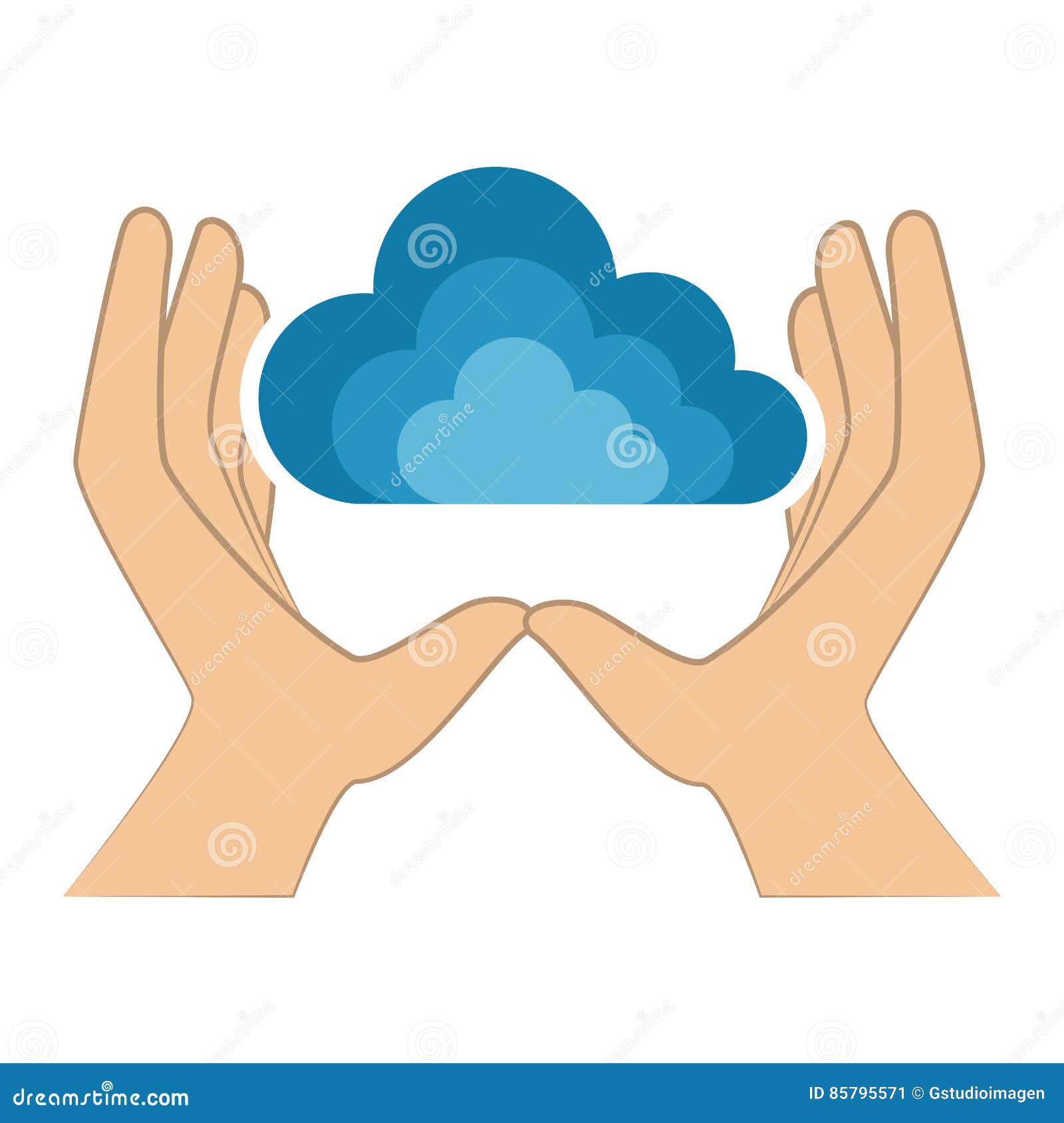 Hands human with cloud stock vector. Illustration of cloud - 85795571
